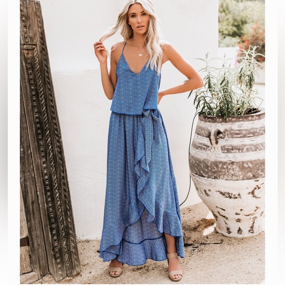 Vici | Dresses | Vici Baby Blues High Low Ruffle Maxi Dress Small | Poshmark